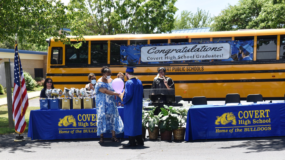 Class of 2020 graduates receive diplomas in Covert High School drive ...